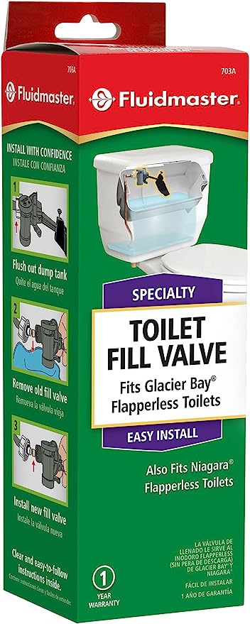Fluidmaster 703AP4 Specialty Toilet Fill Valve for Flapperless (Dump T ...